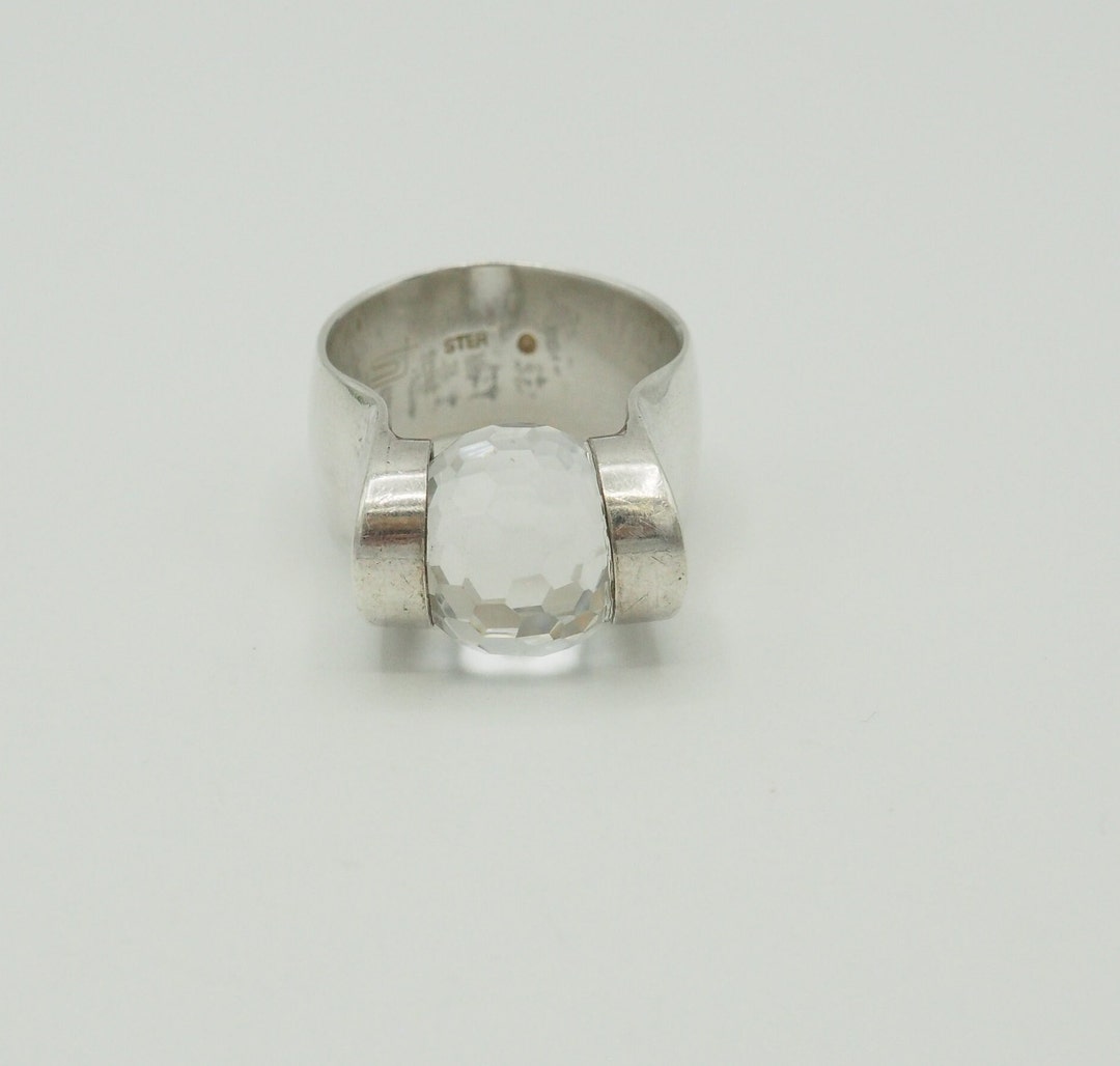 Vintage Mid Century Modern Sterling Silver Glass Orb Ring, Size 6 - Etsy