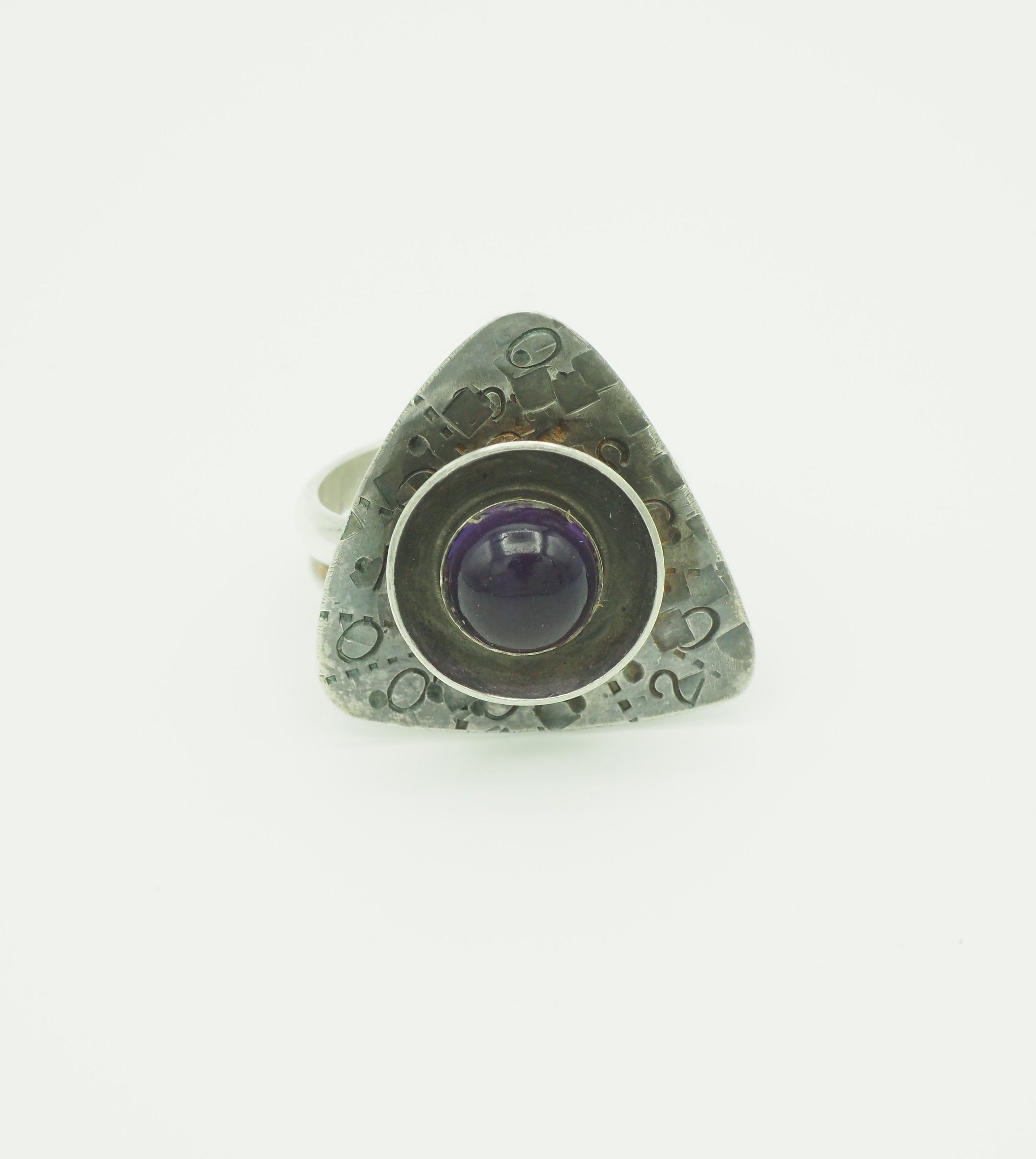 Vintage Amethyst Sterling Silver Ring: Geometric Art Studio Design ...