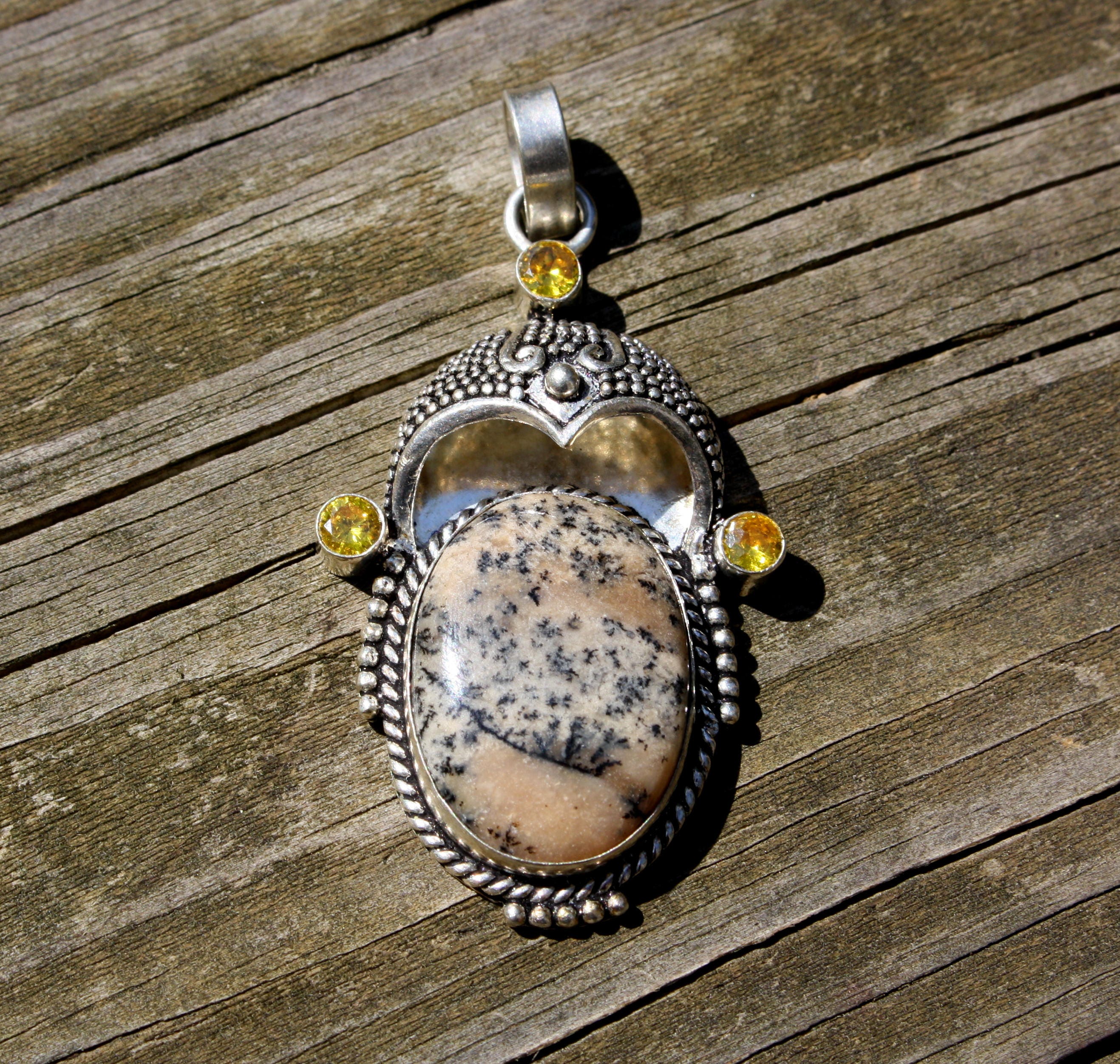 925 Zebra Jasper Stone Pendant / Sterling Silver Buddha Necklace ...