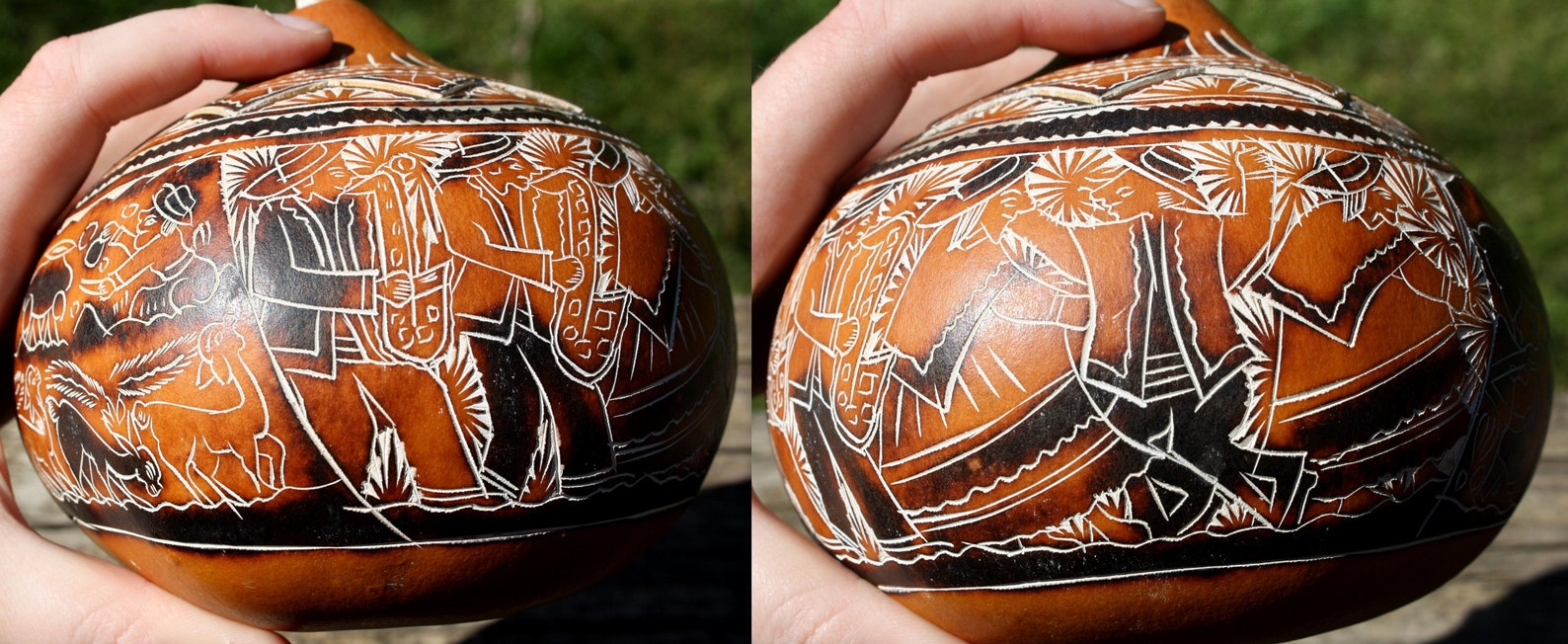 Caja de calabaza tallada peruana Vintage Folk Art Decor - Etsy España