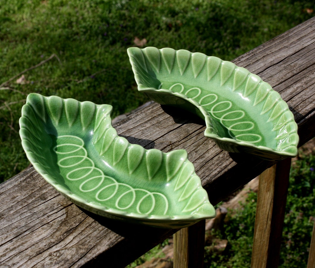 1950's California Pottery Retro Green Bowls Dishes Kitchen Decor ...