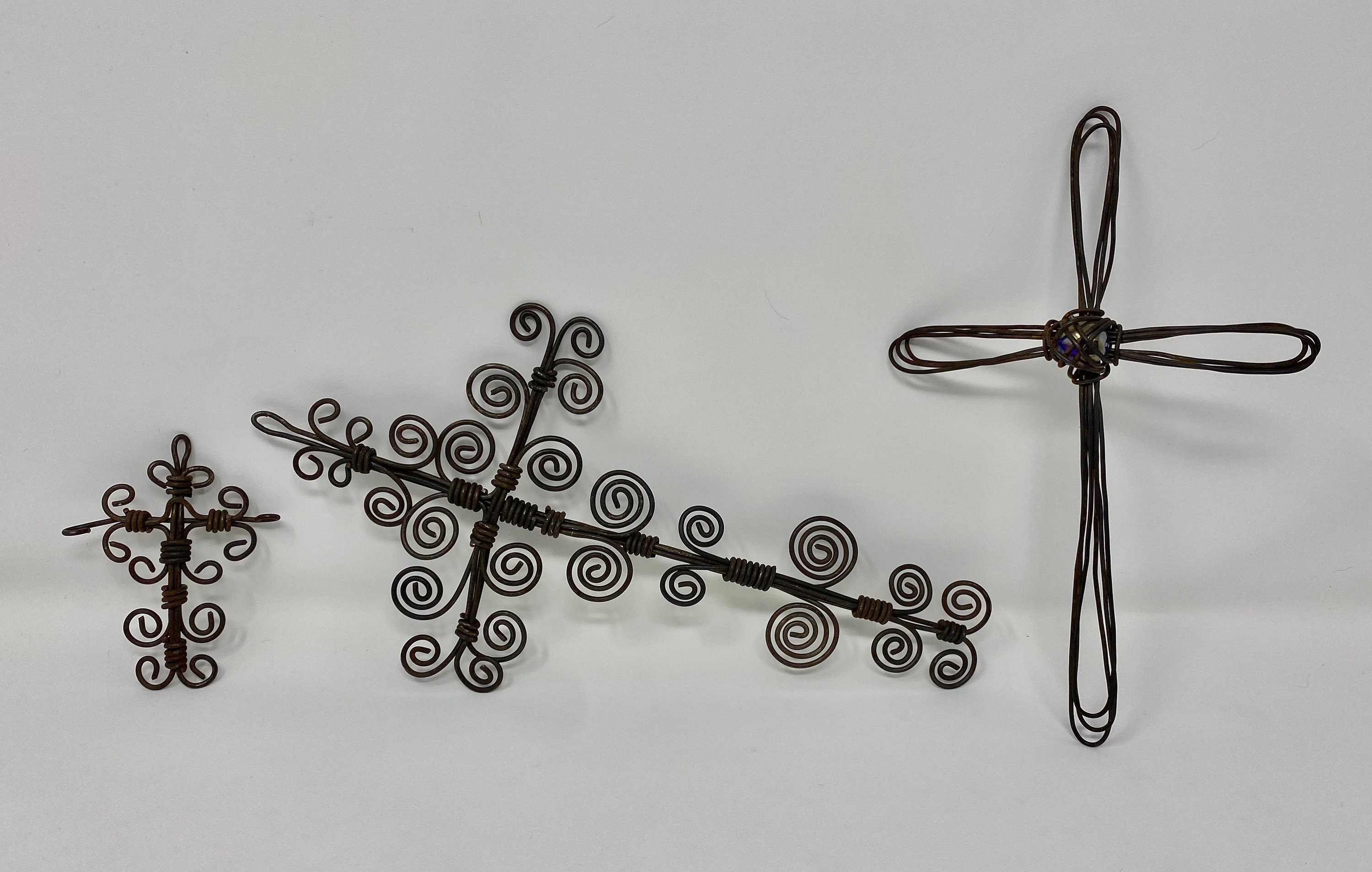 Vintage Rod Iron Crosses Collection of 3 Wire Wrapped Cross - Etsy
