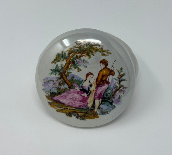 Vintage Rococo Jewelry Box Porcelain Iridescent Rainb… - Gem