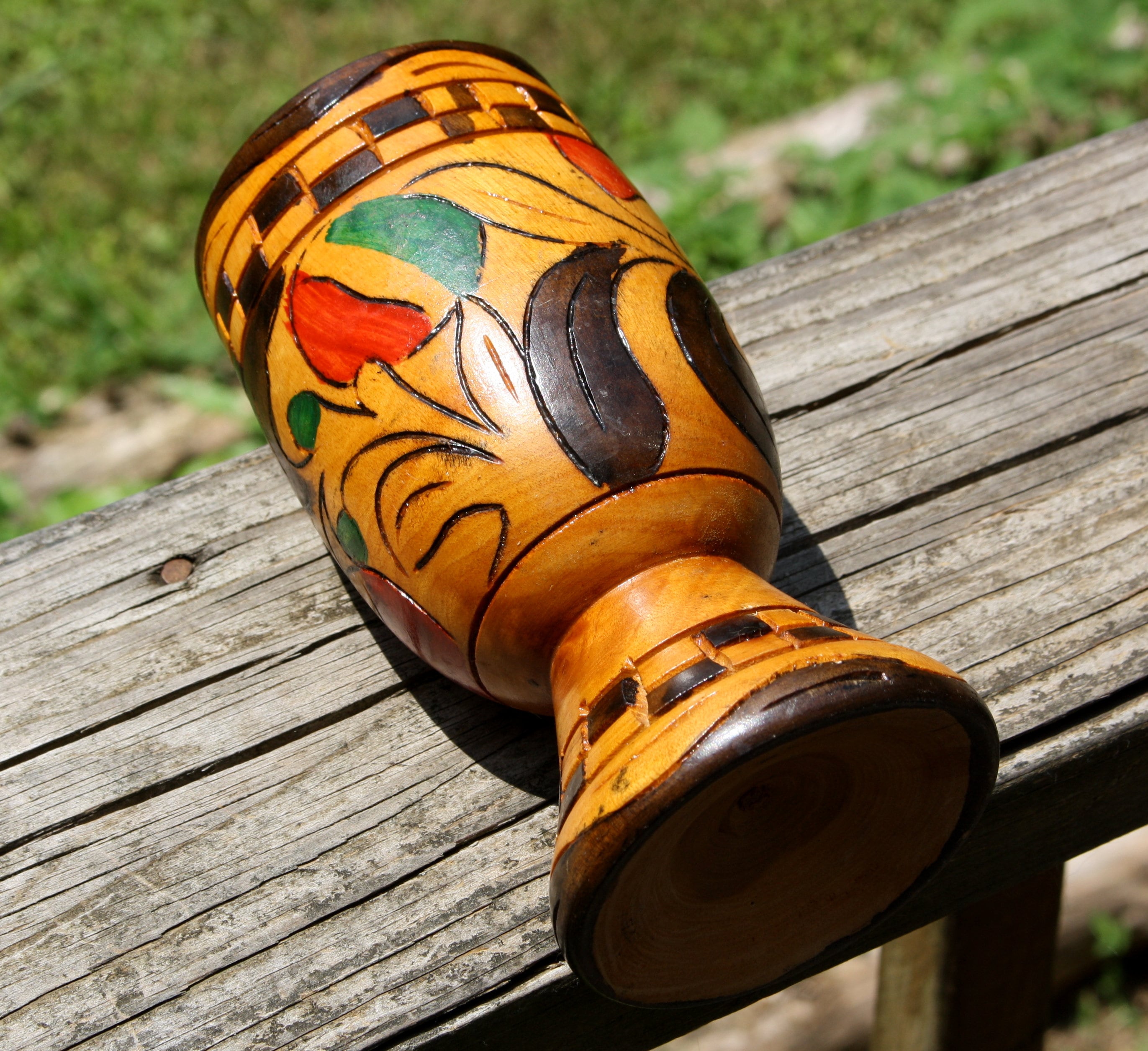 Copa de Copa de Copa de Madera Hecha a Mano Pirografía Taza Grabada ...