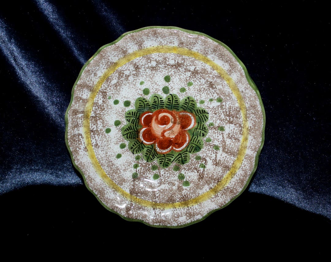 Orvieto Italy Flower Rose Ceramic Plate Decor Pottery Vintage Handmade ...