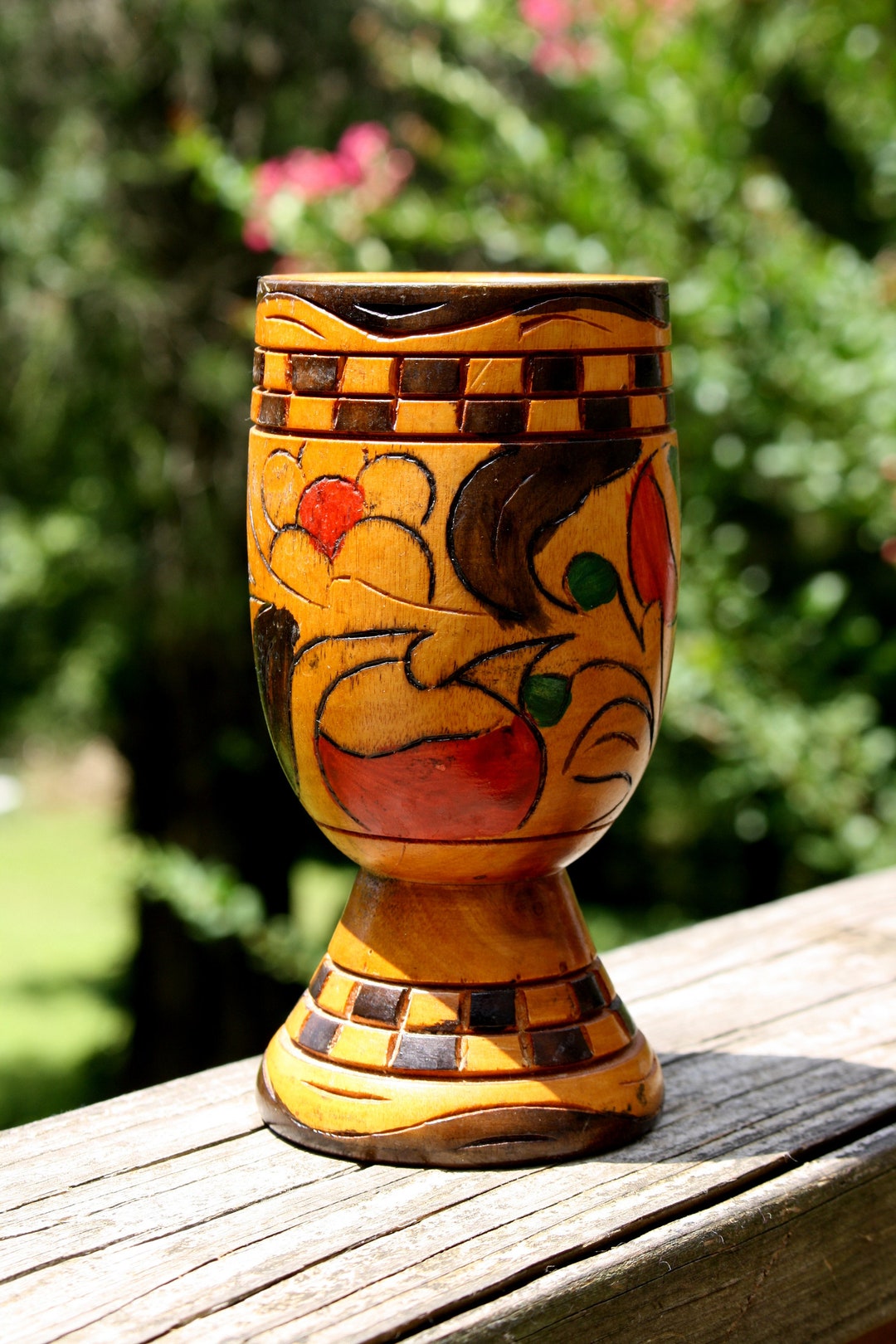 Copa de Copa de Copa de Madera Hecha a Mano Pirografía Taza Grabada ...