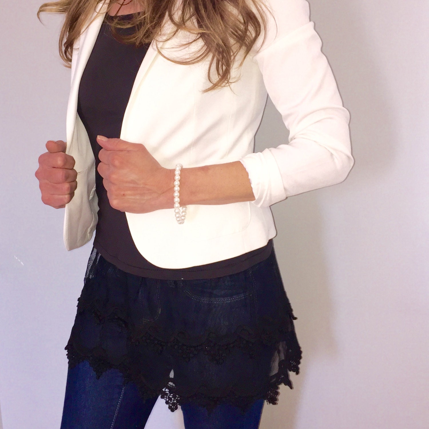 Plus Size Lace Shirt Extender, Lace Extender Plus Size, Lace Cami Shirt ...