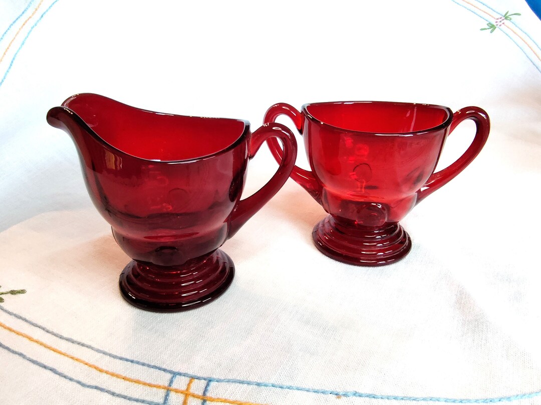 New Martinsville Moondrops Red Miniature Creamer and Sugar - Etsy