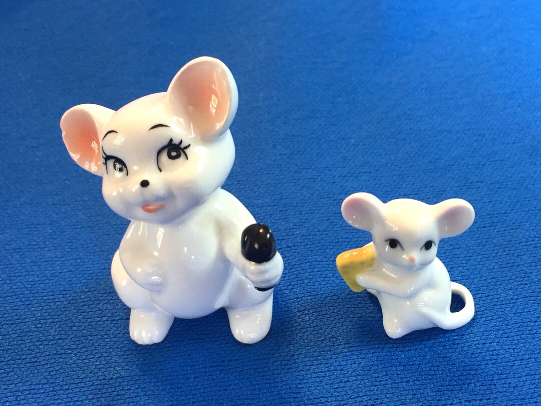 Vintage Miniature White Mice Pink Ears - Etsy