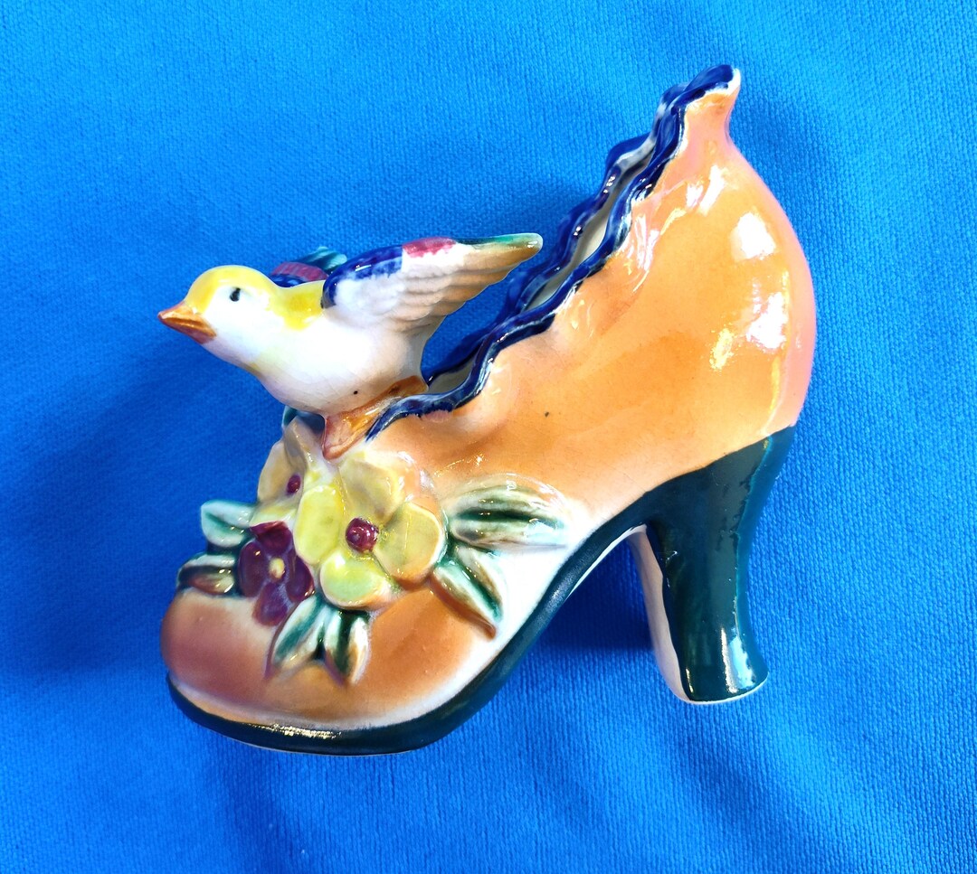 Large Japan Shoe With Colorful Bird and Flowers - Etsy