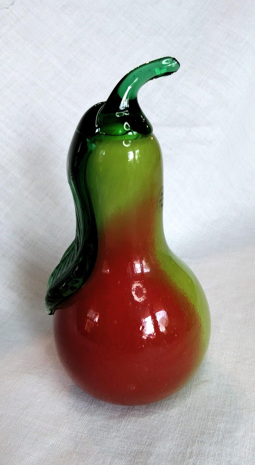 Pear Paperweight Glasstar Glassworks Green Orange Czech Republic - Etsy