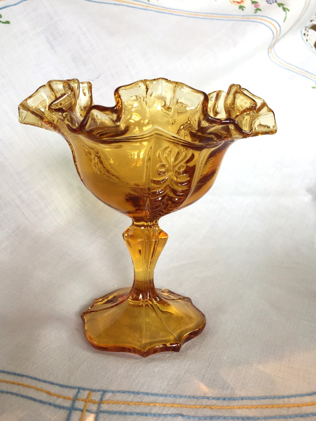Vintage Fenton Gold Empress Compote - Etsy
