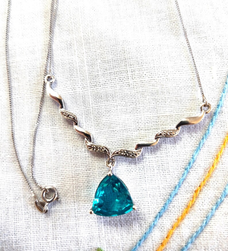 Chuck Clemency Sterling Blue Pendant Necklace - Etsy
