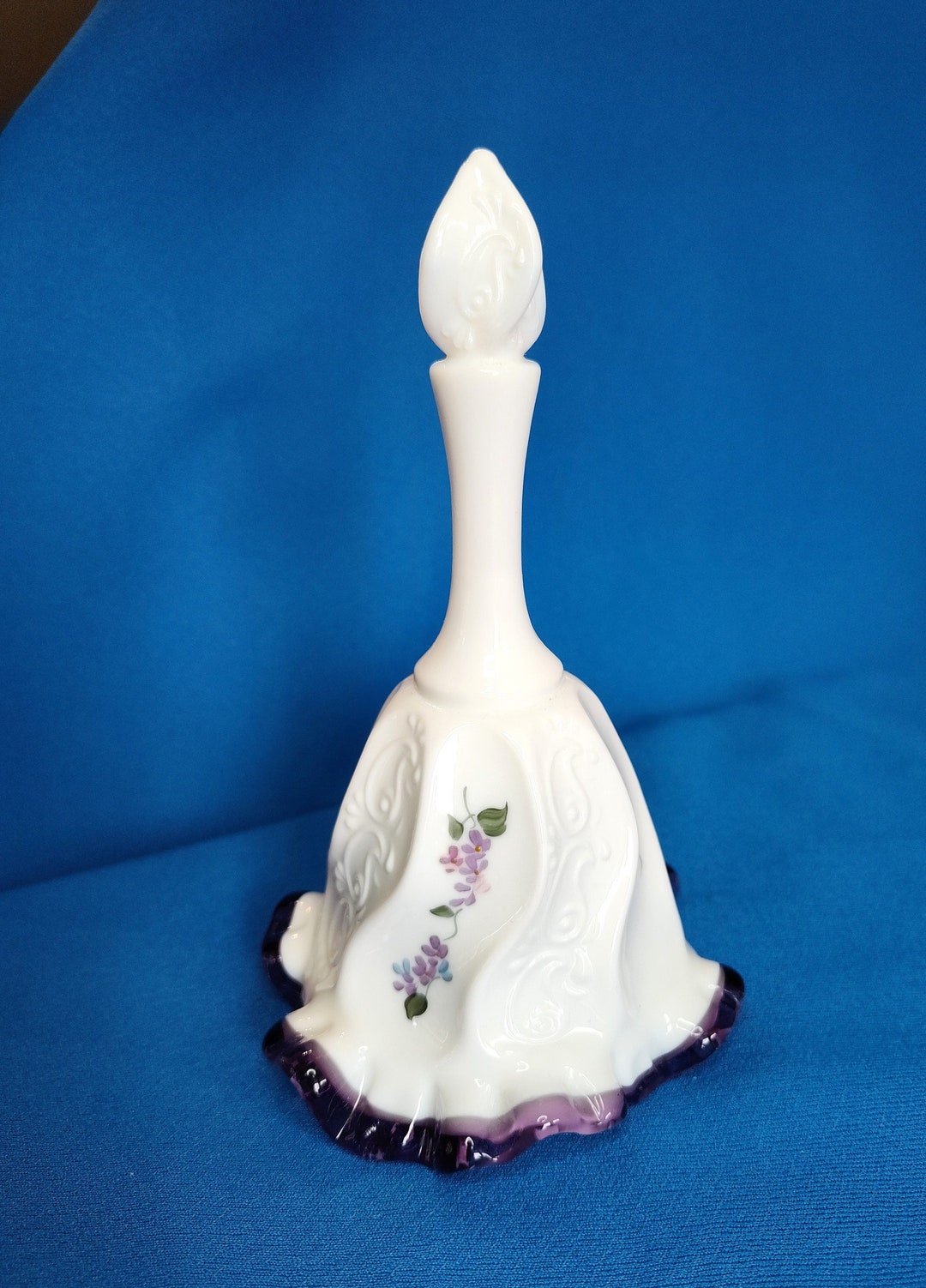 Fenton Paisley Bell With Plum Crest and Violets - Etsy
