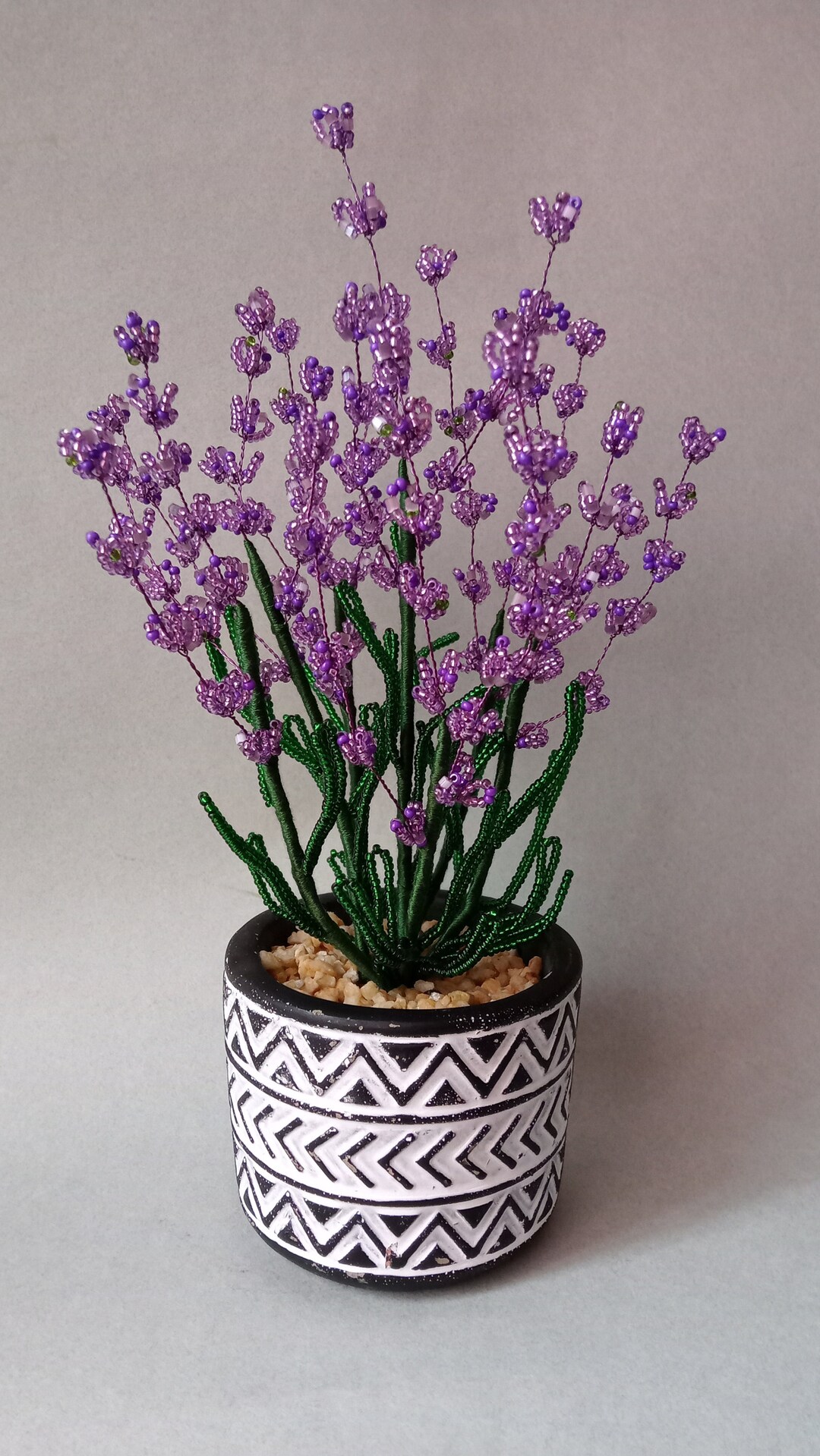 Small Lavender Bush in a Pot French Beaded Lavender Artificial Flowers ...