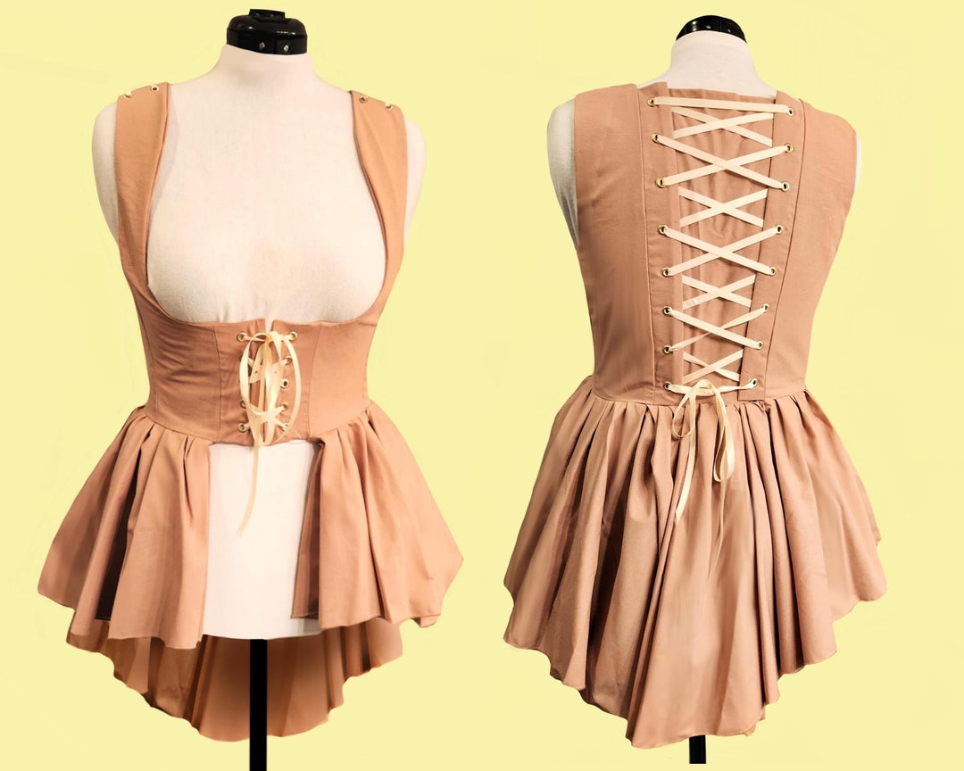 Antique Tan Under Bust Victorian Renaissance Medieval Women's Waistcoat ...