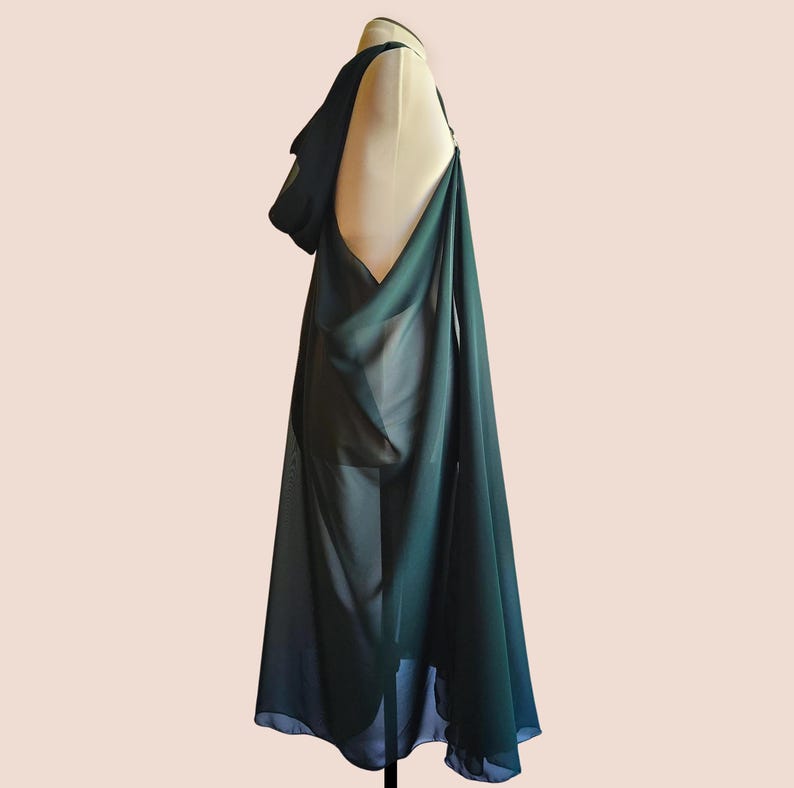 Hunter Green Chiffon Fantasy Costume Hooded Cape - Etsy