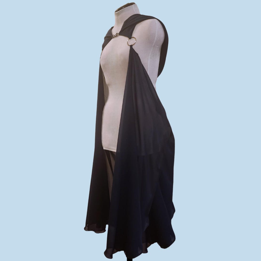 Navy Blue Chiffon Fantasy Costume Hooded Cape - Etsy