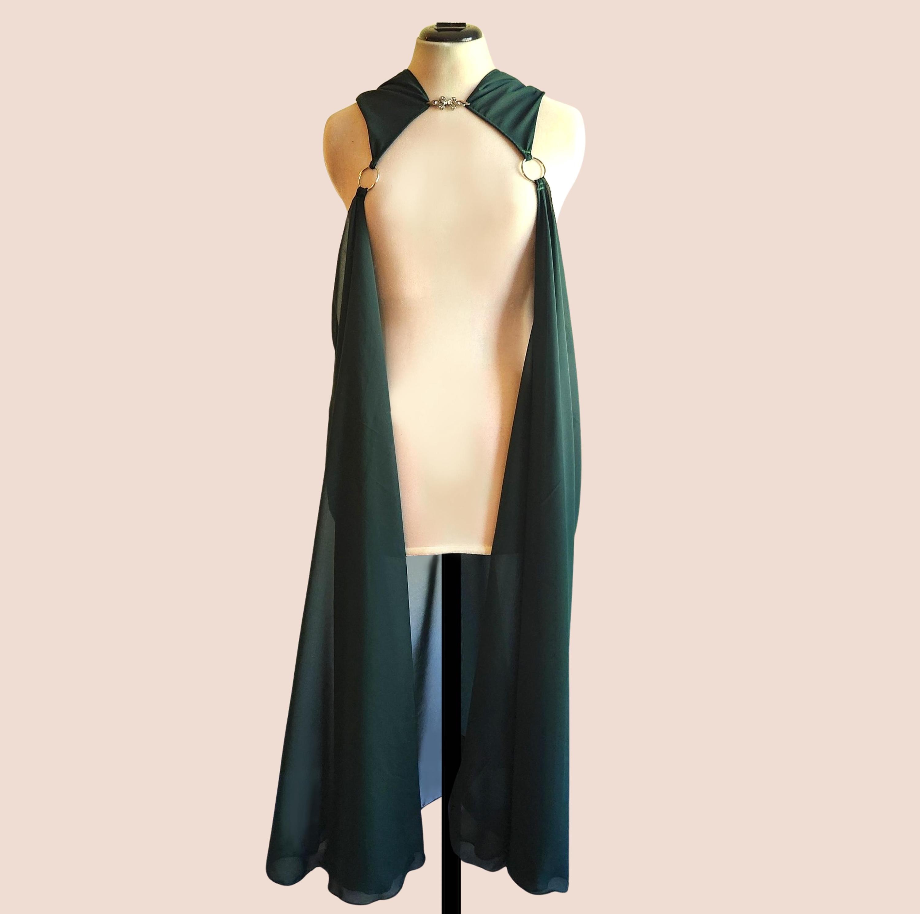 Hunter Green Chiffon Fantasy Costume Hooded Cape - Etsy