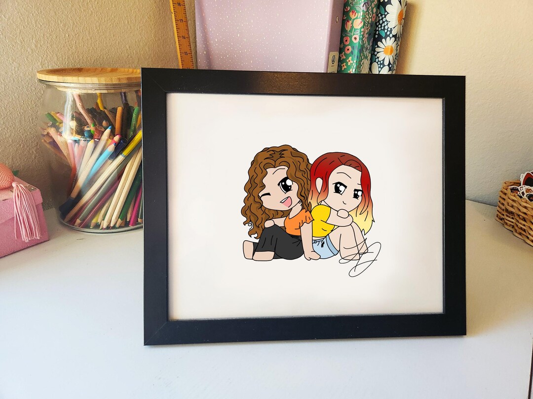 Custom Couple Cartoon Chibi Drawing Photo Friends Besties Partner ...