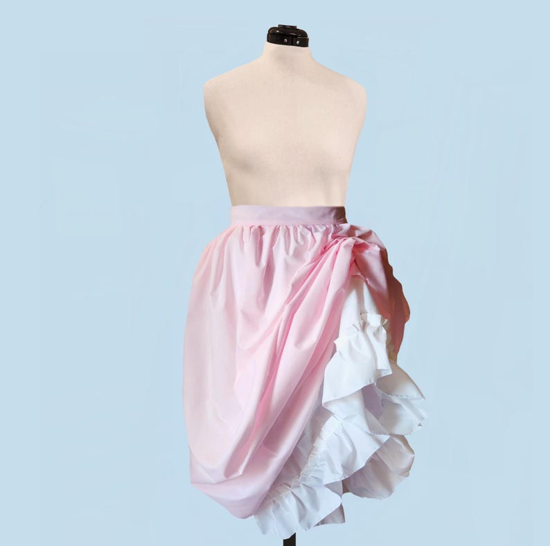 Pink Peasant Skirt With Attached Petticoat Full Gathered Edging ...