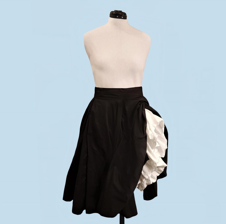 Black Peasant Skirt With Attached Petticoat Full Gathered Edging ...