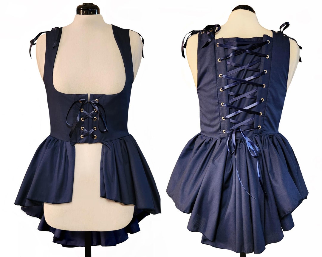 Under Bust Overdress Victorian Renaissance Navy Blue Medieval Women's ...