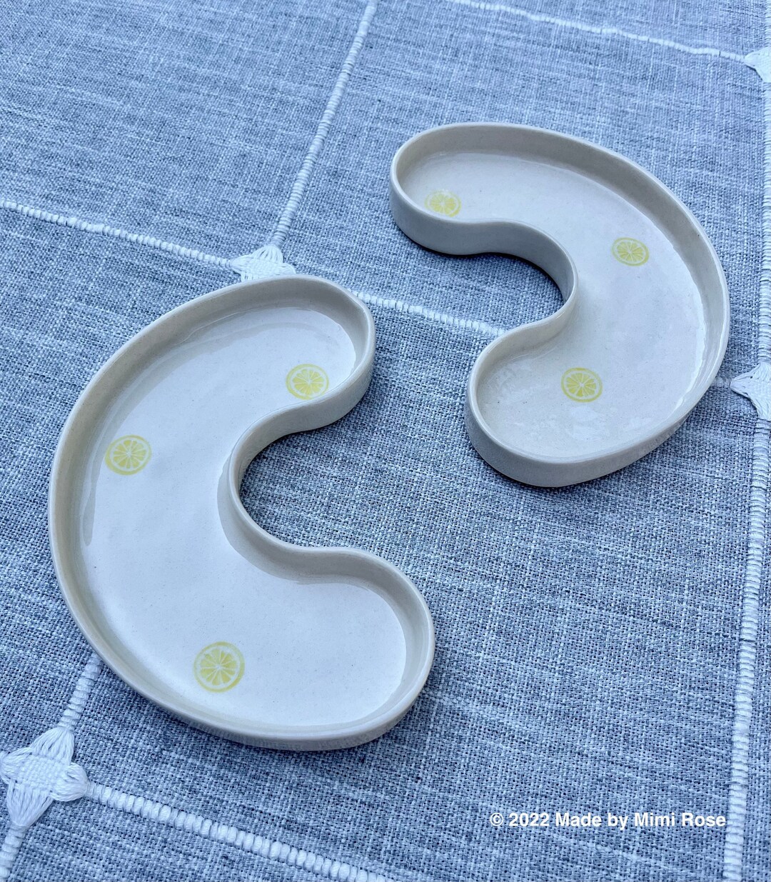 Ceramic Lemon Semi-circle Dish © - Etsy