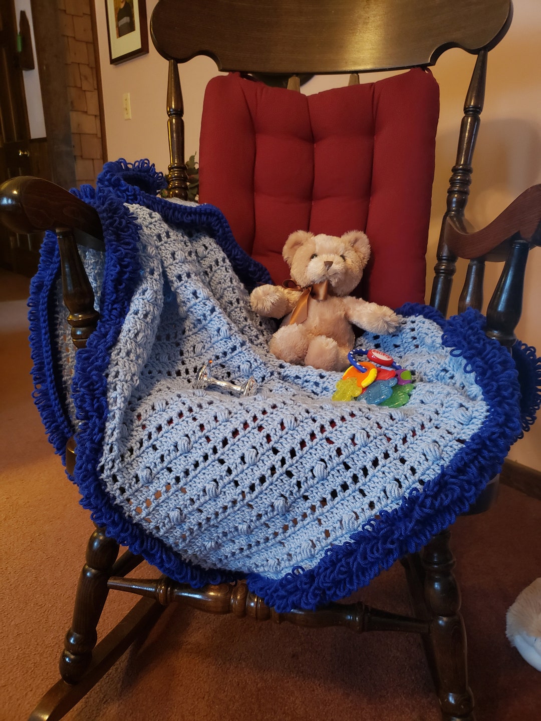 Crocheted Baby Blanket With Loopy Edging - 3 Colors Available - Etsy