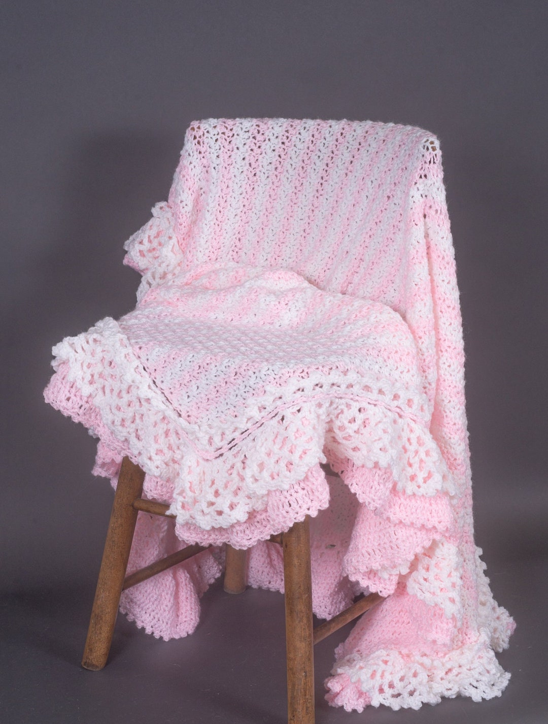 Crocheted Triple Ruffle Baby Blanket - 3 Color Options - Etsy