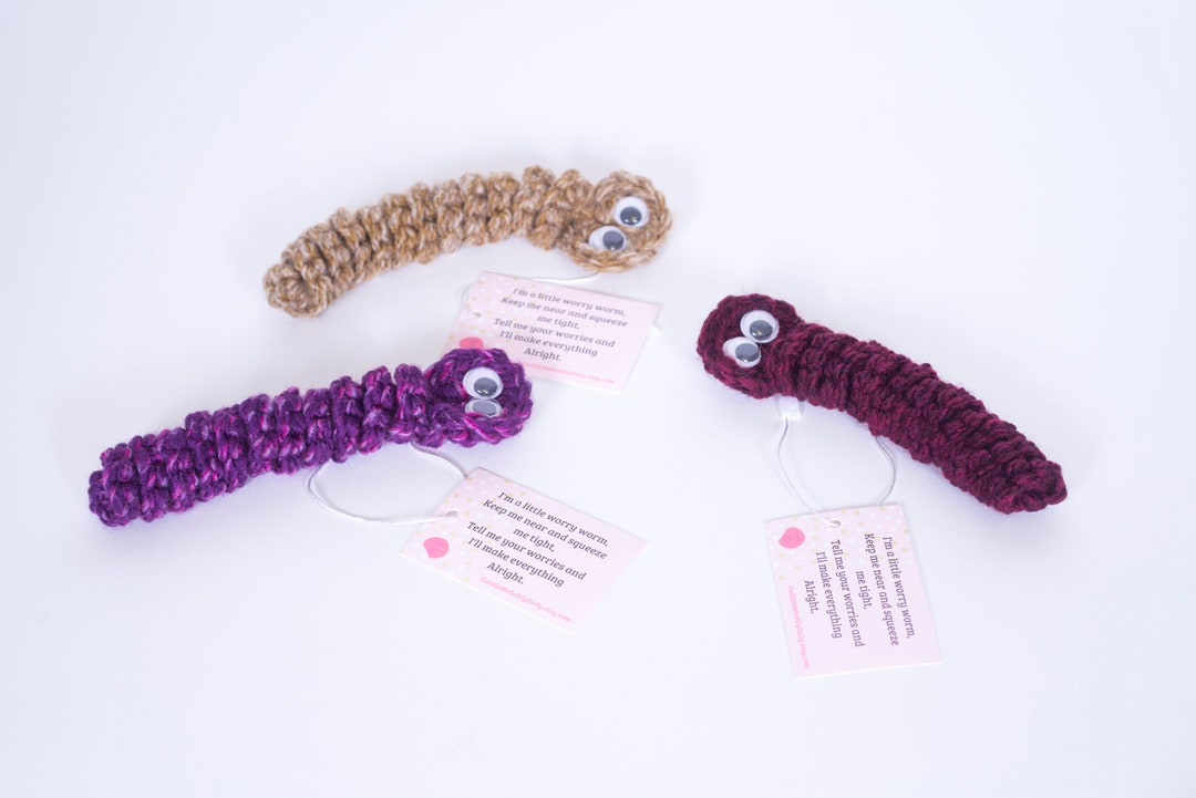 Extra Large Crocheted Worry Worm - Multiple Colors Available - Etsy