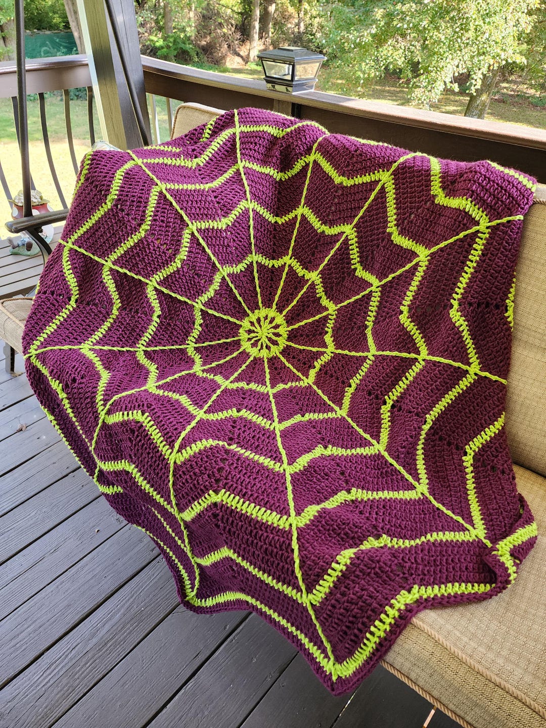 Crocheted Spider Web Halloween Novelty Blanket - Etsy
