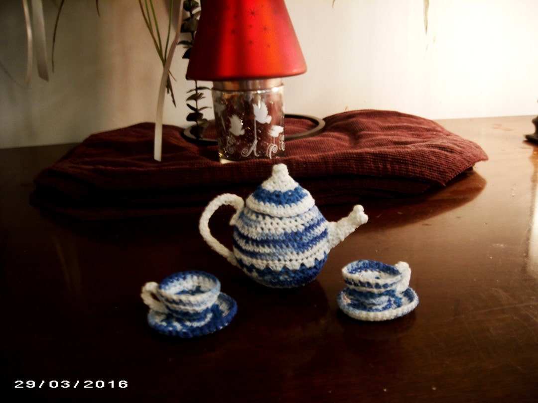 Tea for Two Miniature Teapot and Two Teacups and Saucers - Etsy