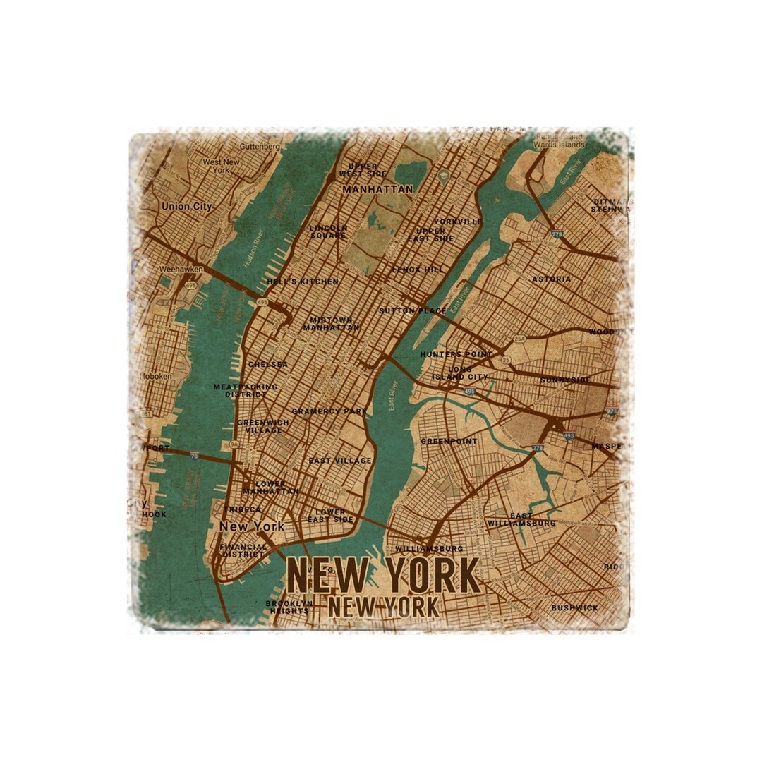 Personalized Map Coaster | Vintage Style, Any Location in the World - Etsy