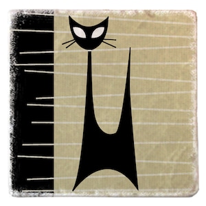 Mid Century Cat Coaster | MCM | Mid Century Modern | Cool Cat | Mix and ...