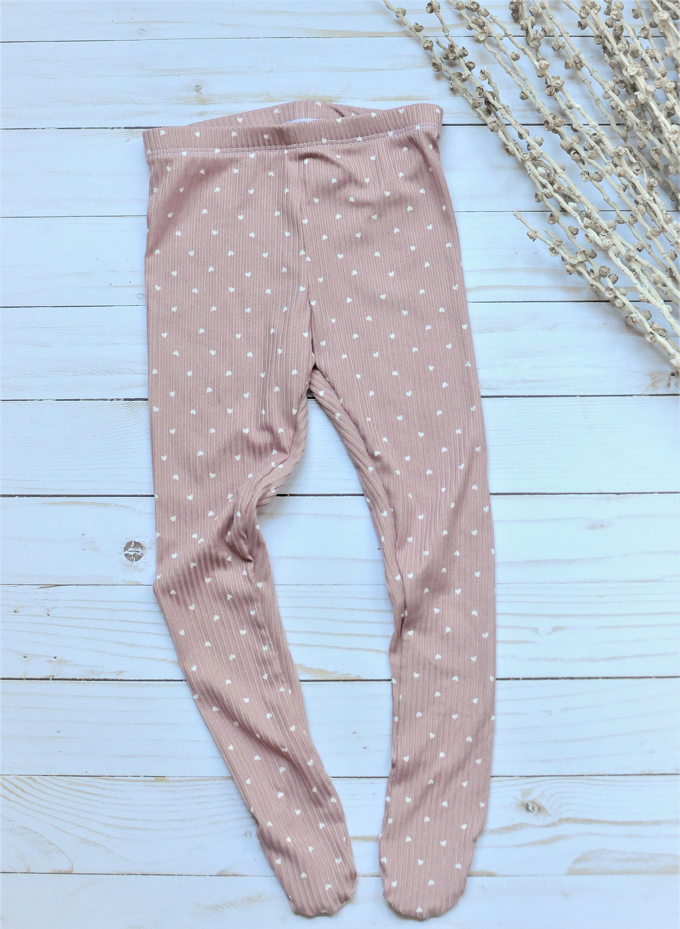 Baby Tights Ribbed Knit Tights Pink Tights Hearts Tights - Etsy