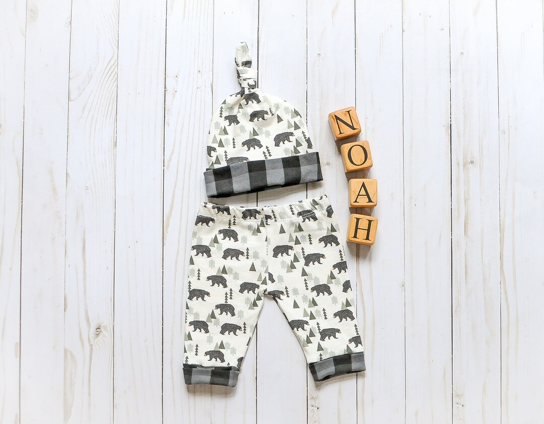 Newborn Leggings, Baby Woodland Outfit, Coming Home Outfit, Baby Plaid ...