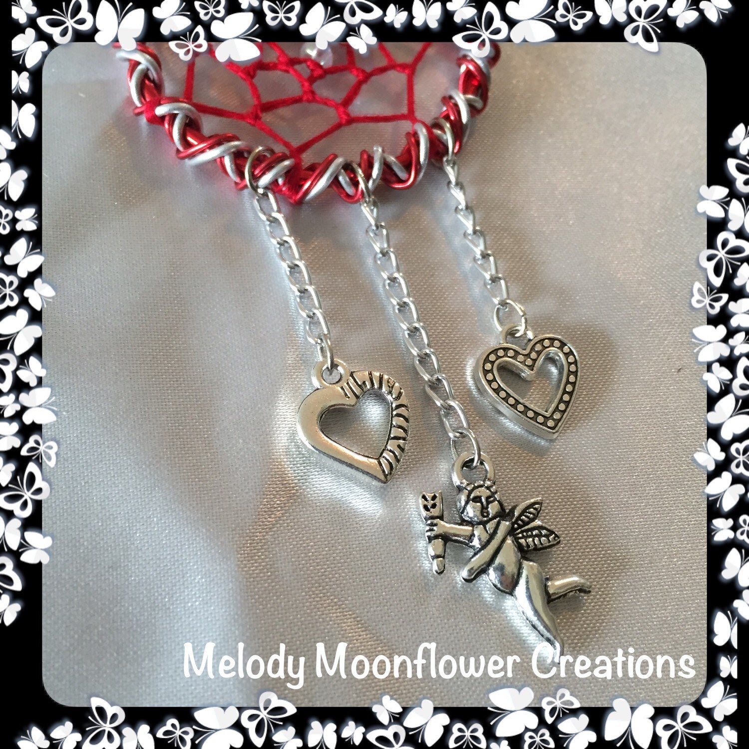 Red Love Dreamcatcher Necklace Jewelry Love Heart Cupid | Etsy