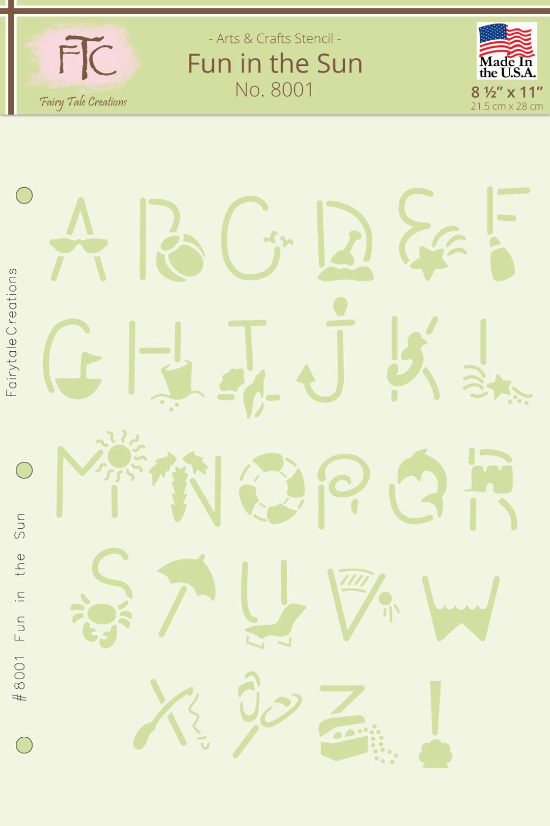 Fun in the Sun Alphabet Stencil, 8-1/2" X 11" - Etsy