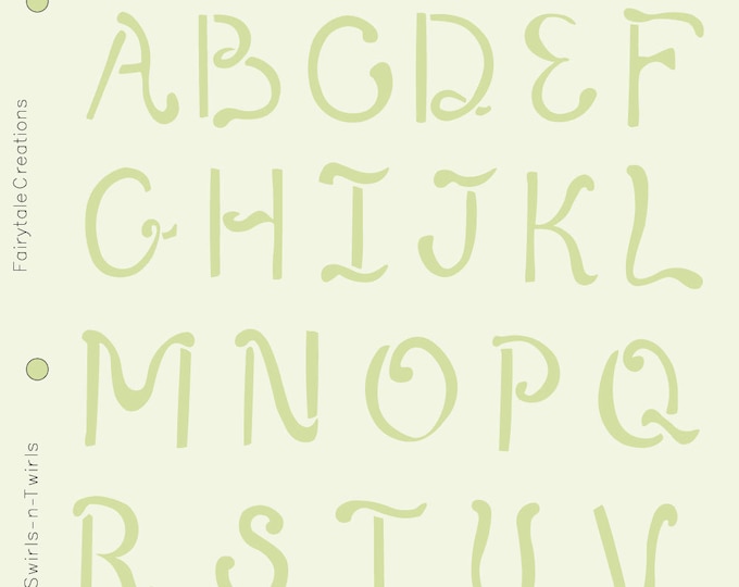 Fancy SCRIPT ALPHABET STENCIL A to Z Initials on One A4 Page 4 X Files ...