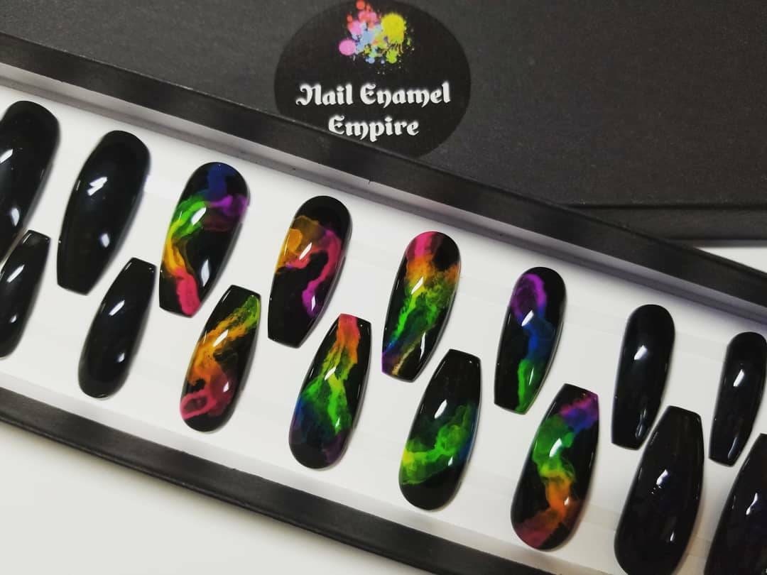 Neon Smoke Nails | Smoke Nails | Neon | Neon Nails | Nails | Press on ...