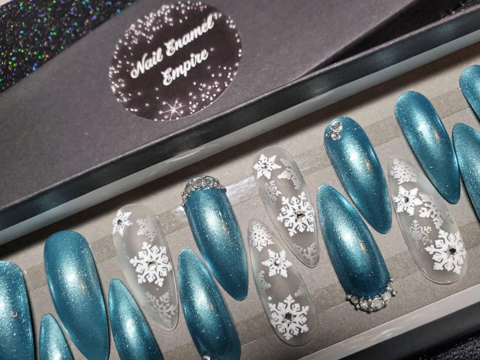 Ready to Ship Frost Snowflake Nails Winter Nails - Etsy