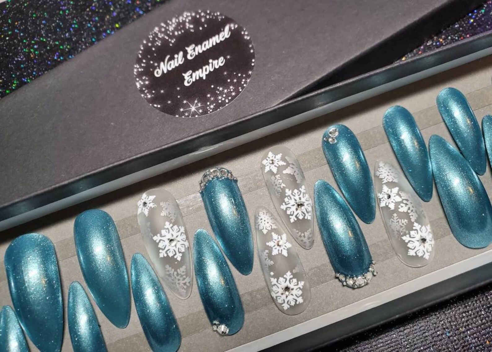 Ready to Ship Frost Snowflake Nails Winter Nails | Etsy