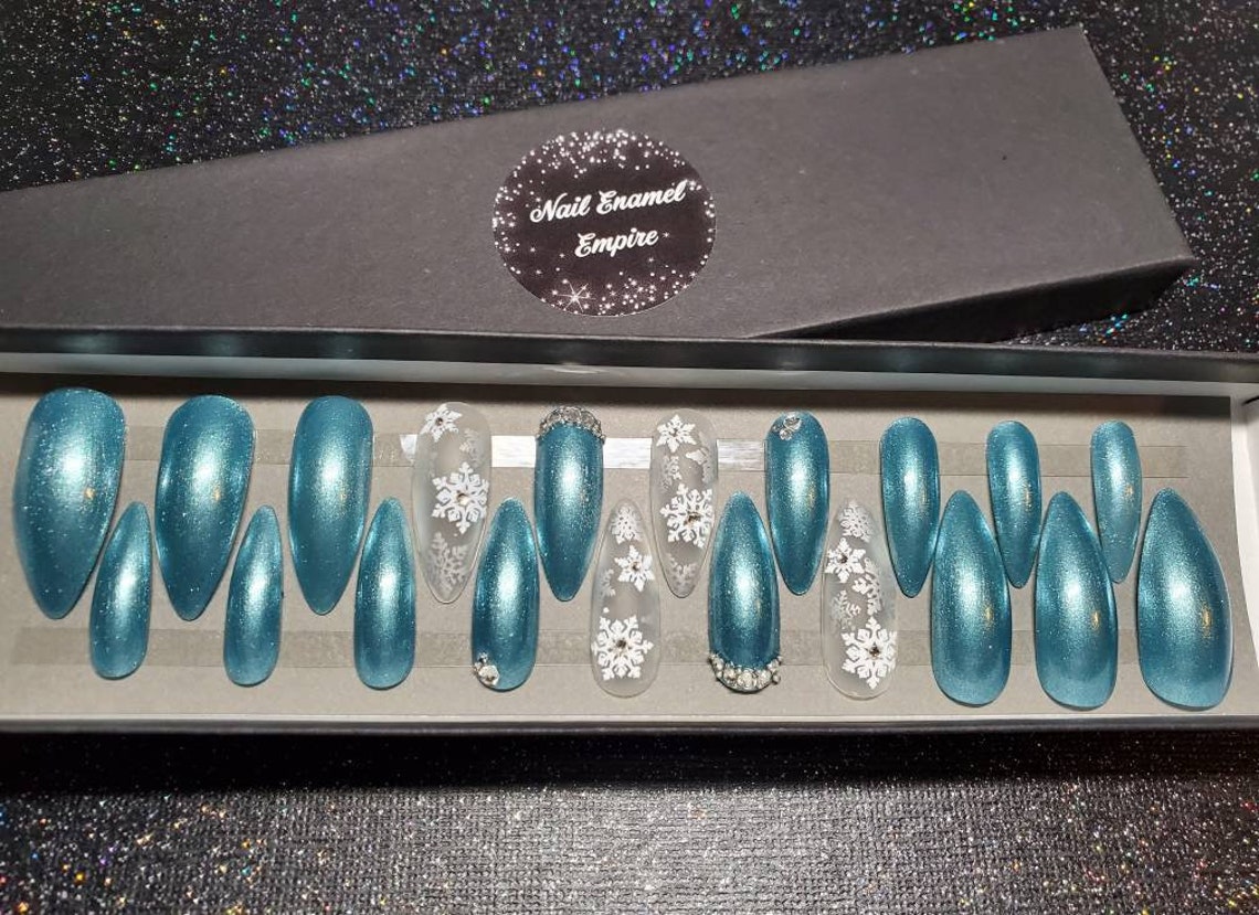 Ready to Ship Frost Snowflake Nails Winter Nails | Etsy