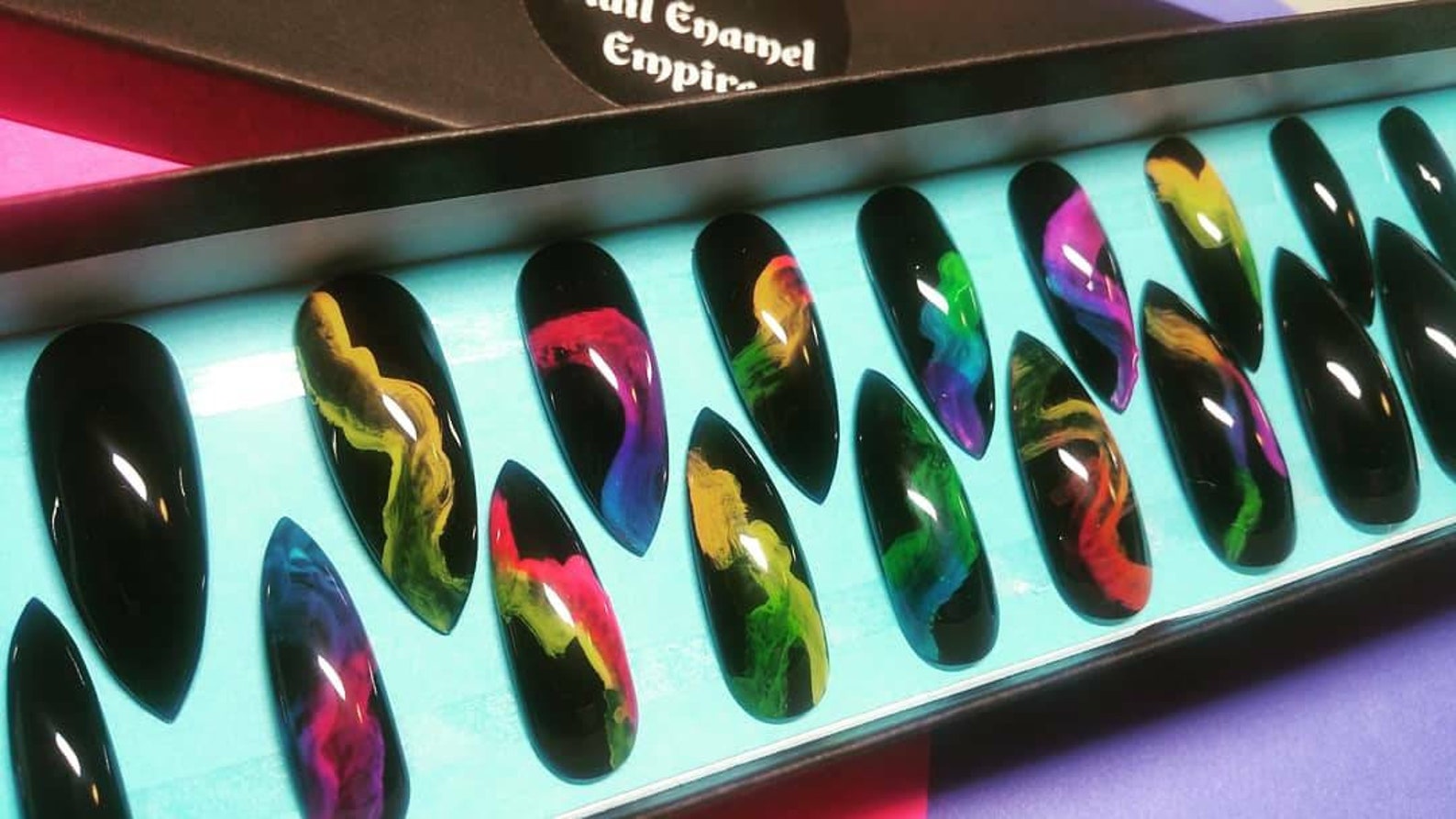 Neon Smoke Nails Smoke Nails Neon Neon Nails Nails | Etsy