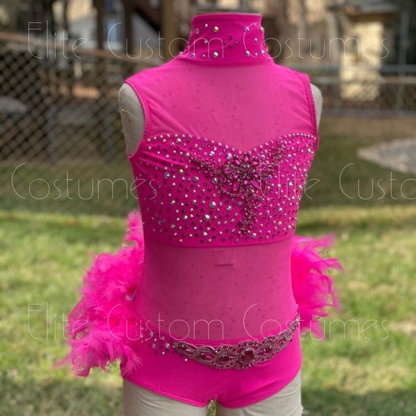 Pink Dance Leotard Costume With Feathers - Etsy