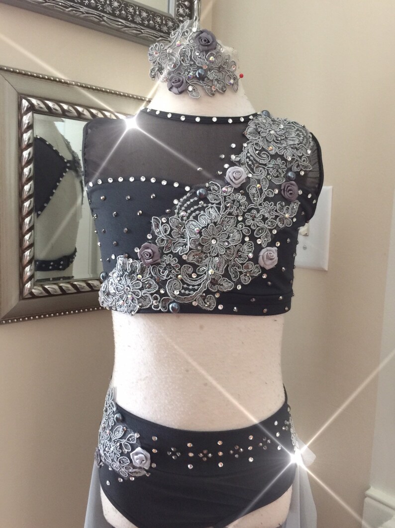 2 Piece Custom Lyrical Dance CostumeGrey and Silver with | Etsy