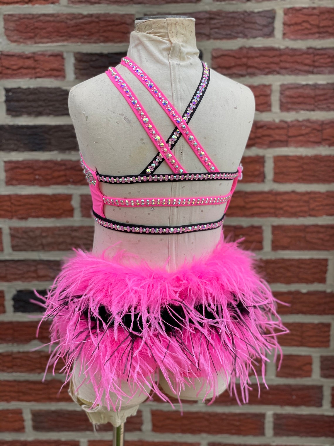 Custom Dance Costume Hot Pink And Black 2 Piece Jazz Musical Etsy