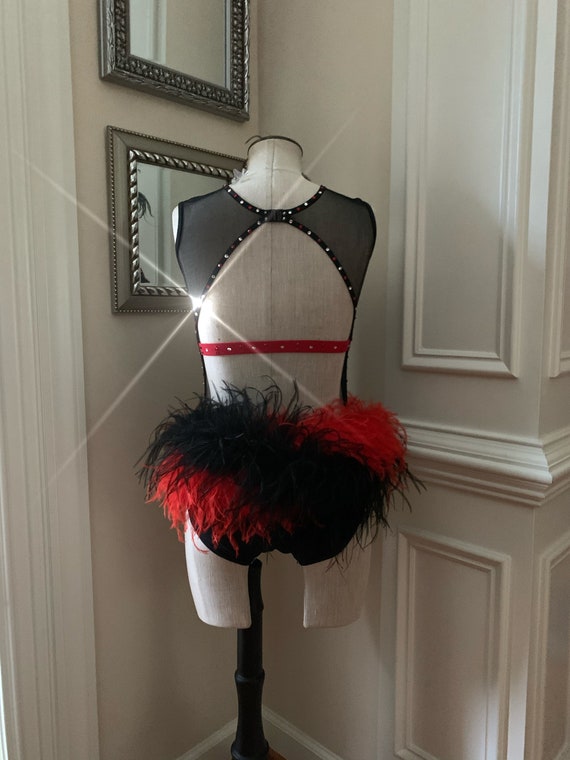 Custom Dance Costume Jazz or Musical Theater One piece with feathers ...