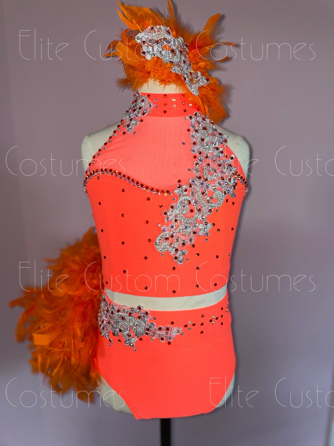 Custom Dance Costume Sassy Jazz Musical Theater Neon Orange 2 Piece ...